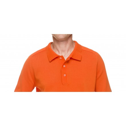 Pull coton homme col polo orange mercerisé - Ugholin